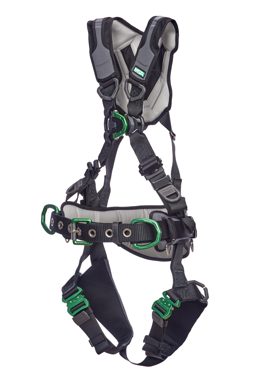 V-FLEX Construction Safety Harness - Quick-Connect Leg Straps, Back, C ...