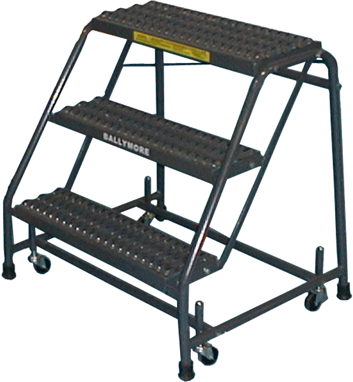 Spring Loaded Caster Ladder - 3 Step, No Handrails - Ballymore ...
