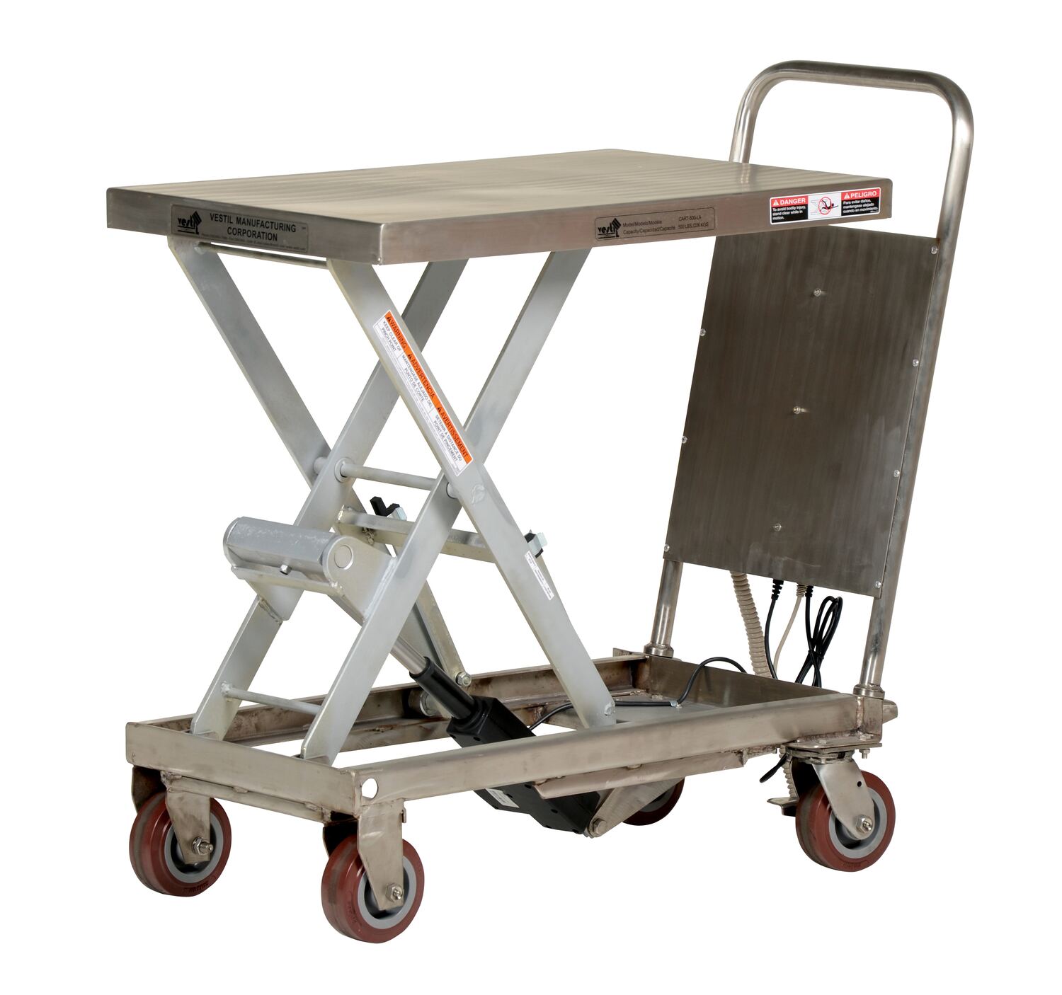 500 Lb. Partially Stainless Steel Linear Actuated Elevating Cart – CAR ...
