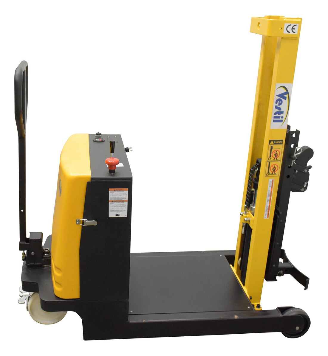 700 Lb. Steel Manual Drive Powered Lift Counter Balanced Drum Stacker ...