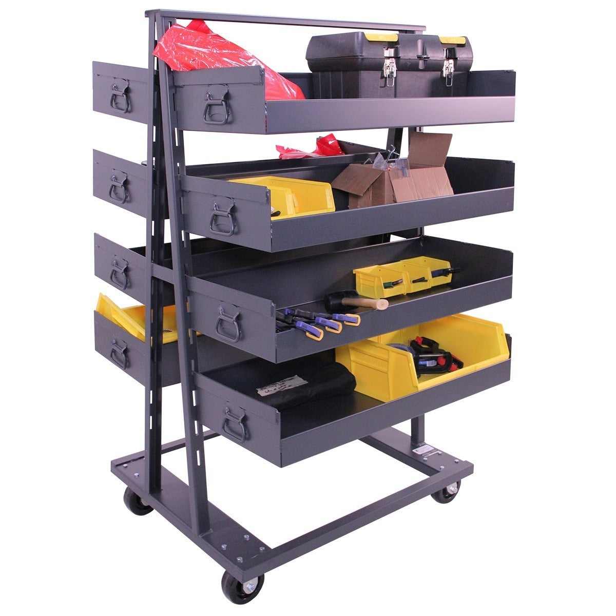 Double-Sided A-Frame Cart - (8) Large Trays w/ Lip - Ultra Heavy Duty ...