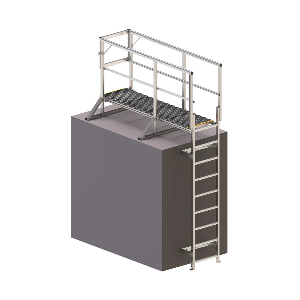Vertical Fixed Ladder & 8ft Walkway System w/ Safety Gate - RL33 Model ...