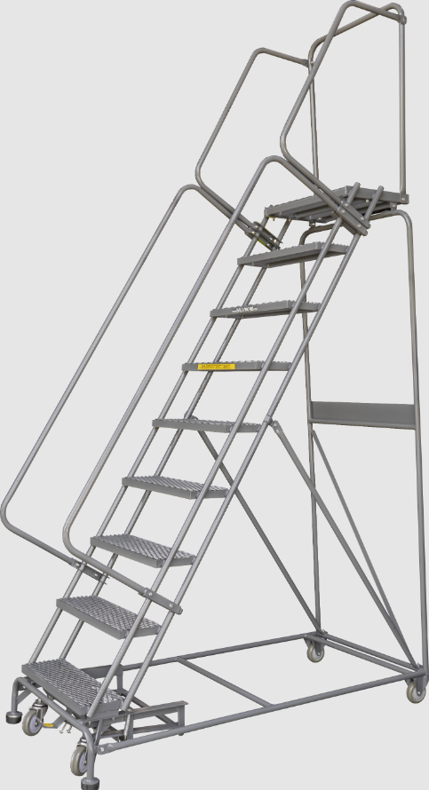 Rolling Ladder - Weight-Actuated - 9 Step, Handrails - Ballymore ...