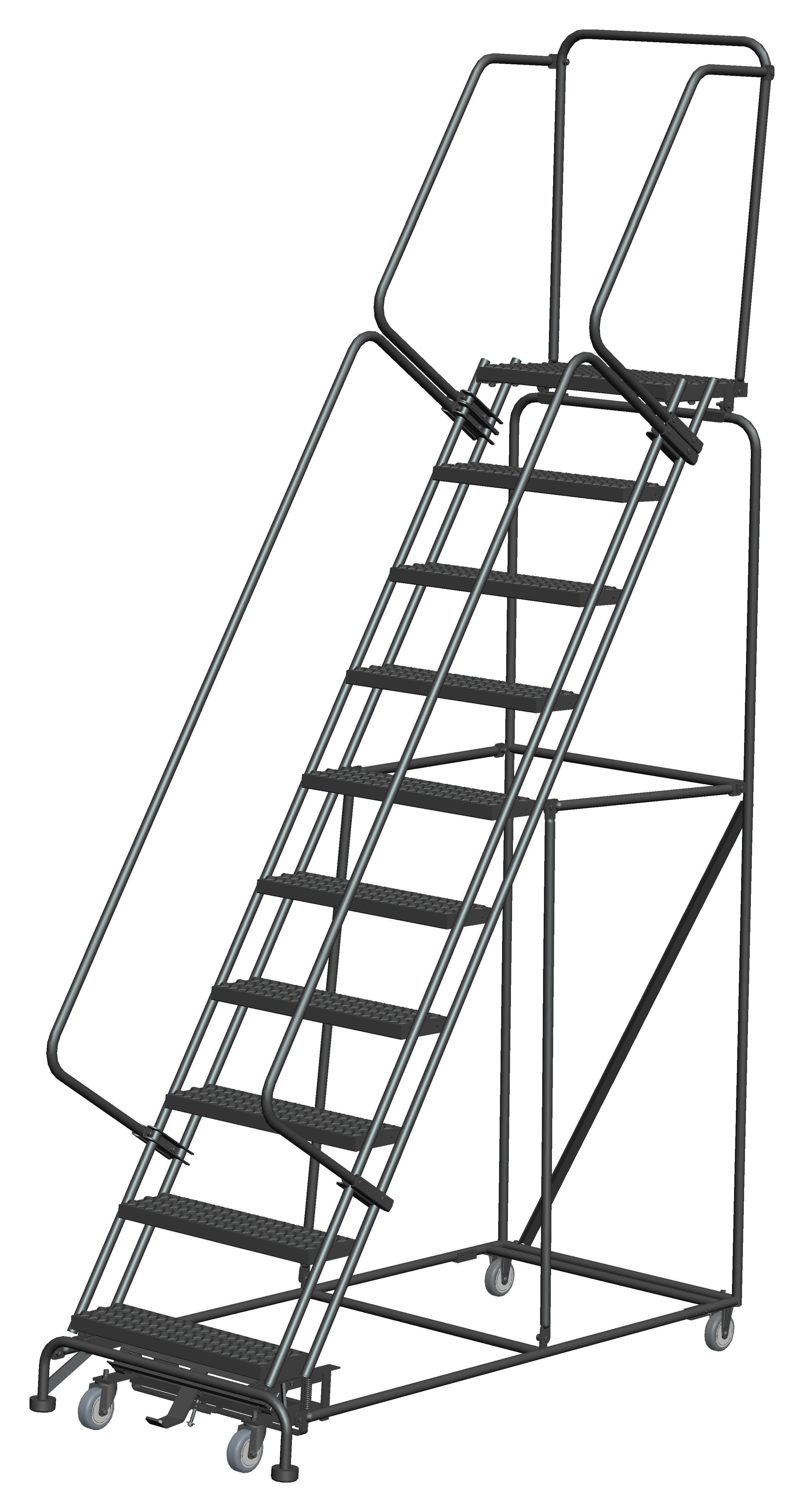 Rolling Ladder - Weight-Actuated - 10 Step, Handrails - Ballymore ...