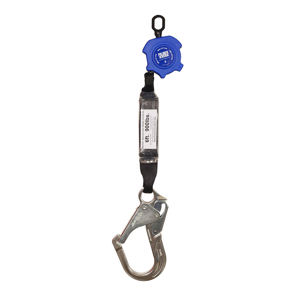 6 ft Self-Retracting Lifeline, Webbing w/ Aluminum Rebar Hook - Palmer ...